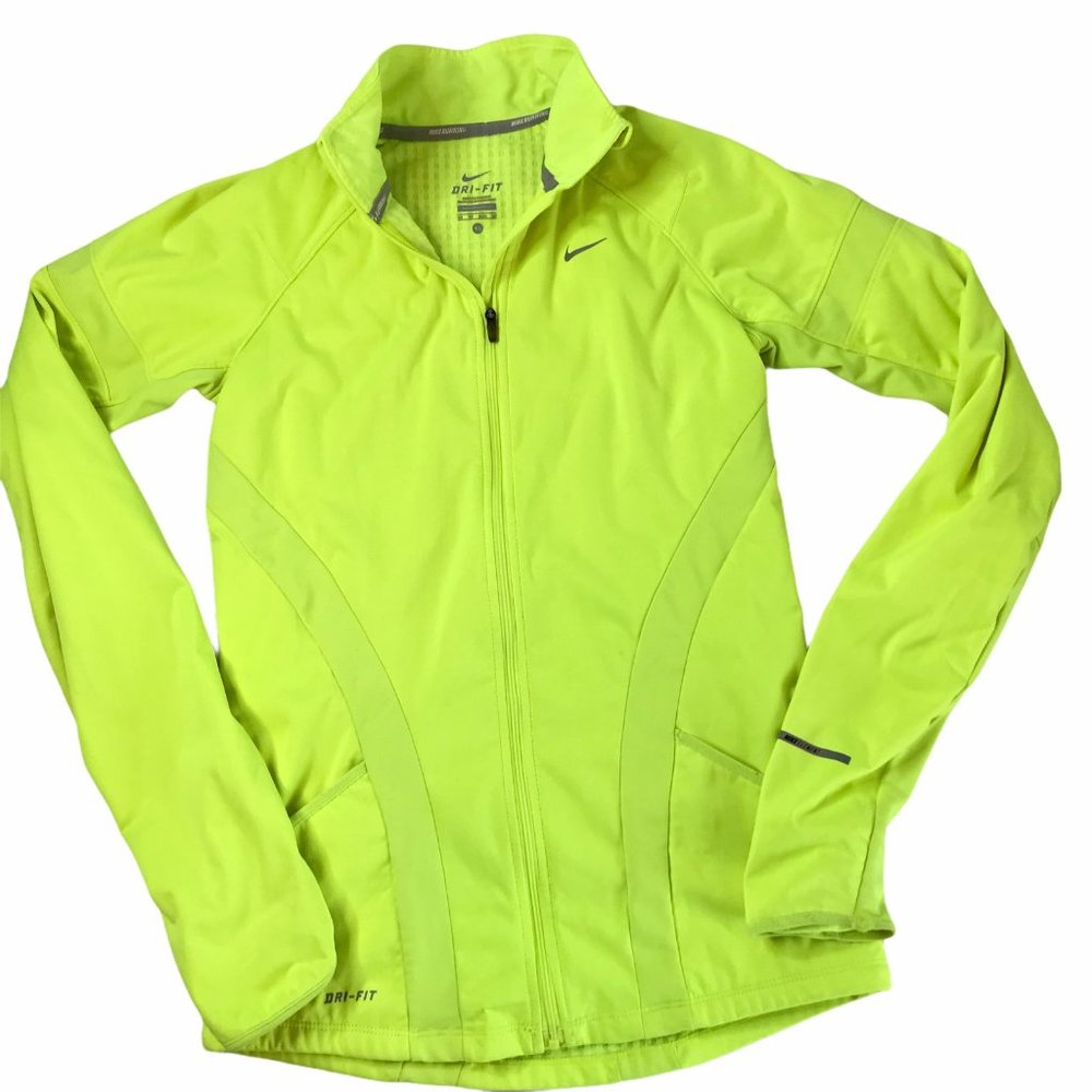 Nike Neon Bright Highlighter Yellow Zip Jacket Xs - Gem